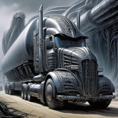 A Big Rig Tractor Trailer Designed by H.R. Giger - AI Generated Artwork ...