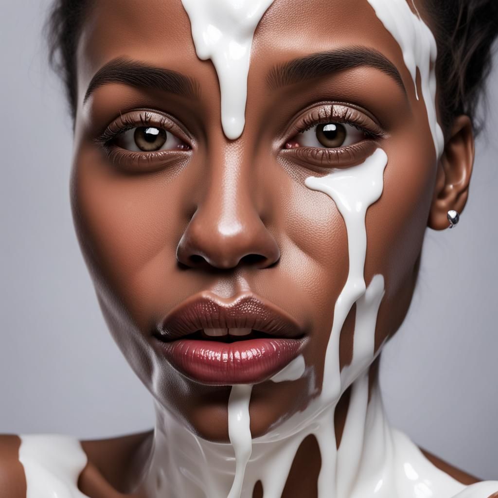 Black woman covered in milk - AI Generated Artwork - NightCafe Creator