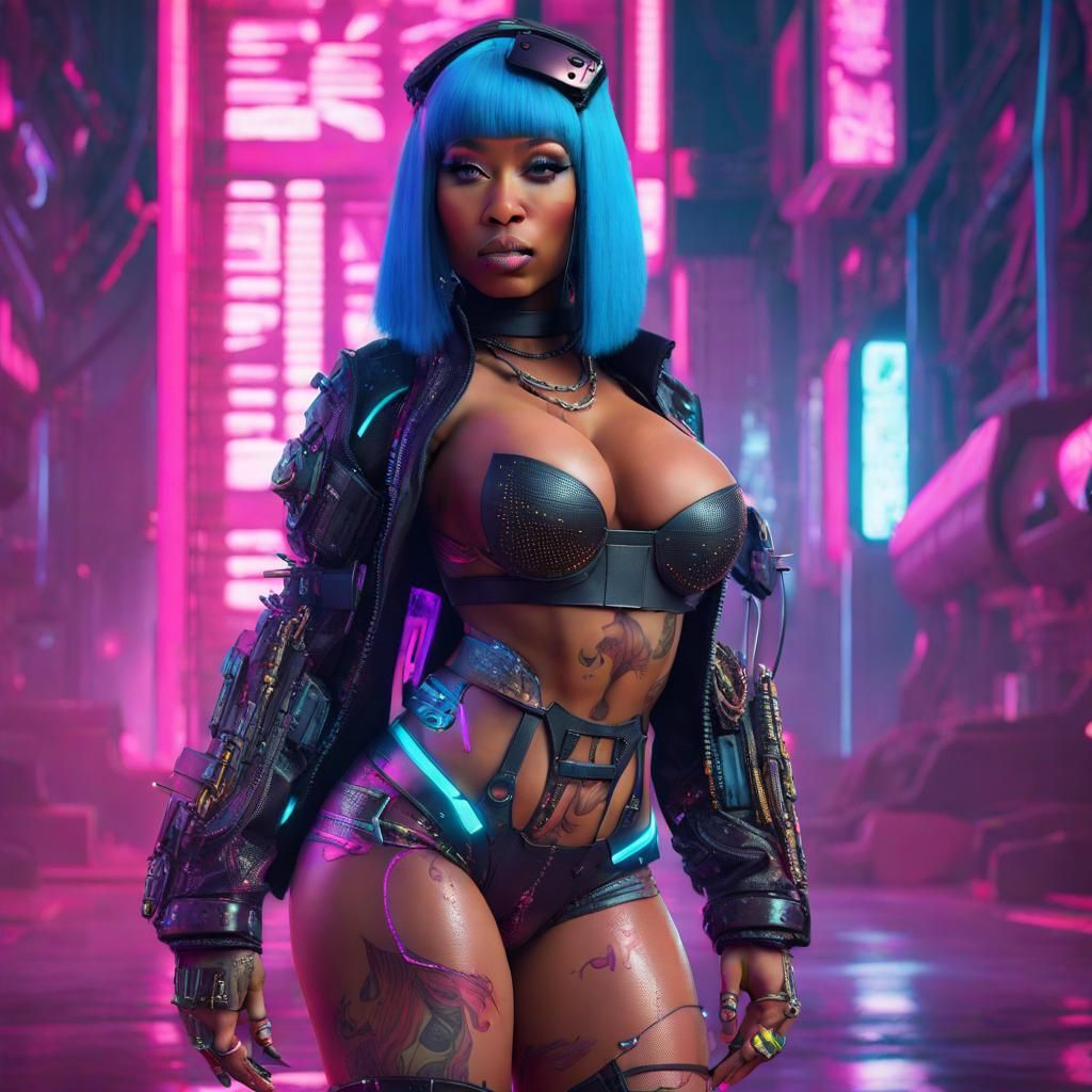 nicki minaj is skimpy cyberpunk outfit - AI Generated Artwork - NightCafe Creator