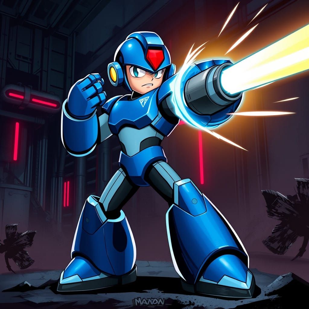 Mega Man Metal Blade - Metal Blade Hero in a Cyberpunk Citys...