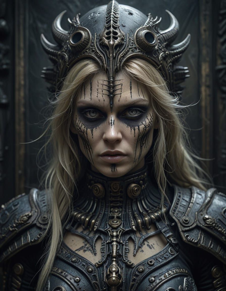 25-year-old Slavic blonde, with a cold expression, light horror and ...