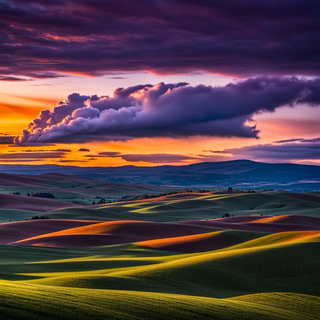 Sunset over the Palouse - AI Generated Artwork - NightCafe Creator