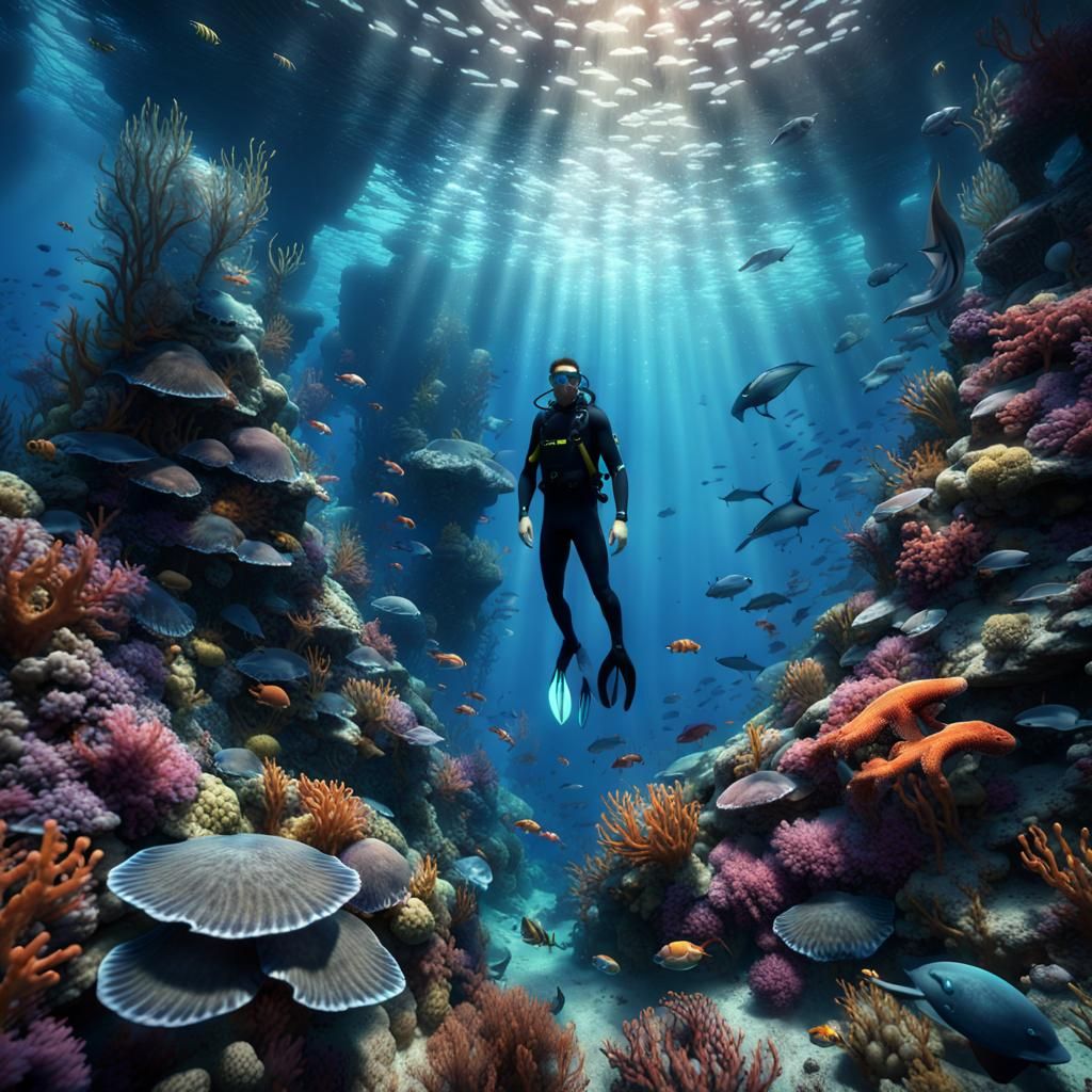 The world of Free Diving - AI Generated Artwork - NightCafe Creator