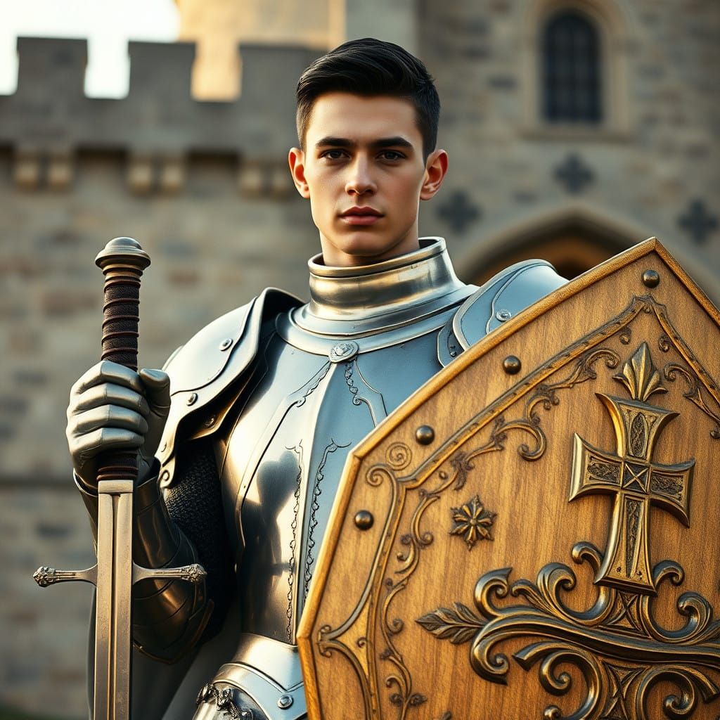 The golden shield knight - Noble Knight Shines in Majestic A...