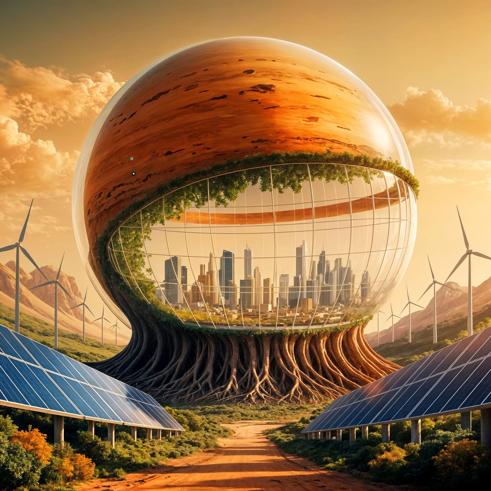 Solarpunk Settlement. - Solarpunk Settlement.