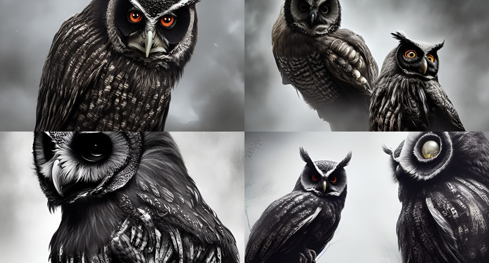 A Detailed hyper-realistic Sinister and dark colored Evil Owl God in a Post-Apocalyptic, Unreal ...