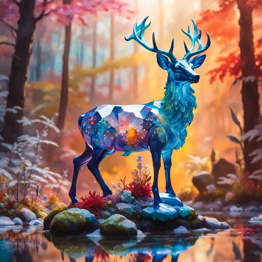 Crystal deer - AI Generated Artwork - NightCafe Creator