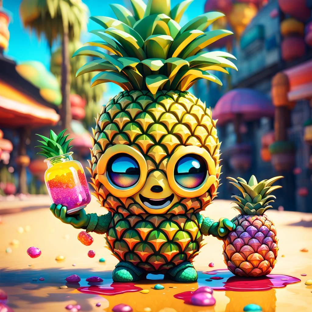 The pineapple person chibi photorealistic intricately detailed HDR ...