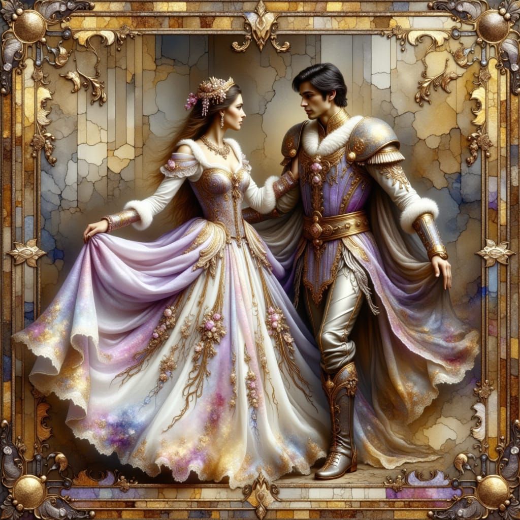 Whimsical Princess in Elegant Pastel Ball Gown - AI Art