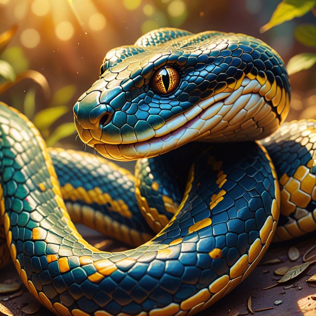 A snake waving goodbye - Serpentine Farewell in Vibrant Bru...