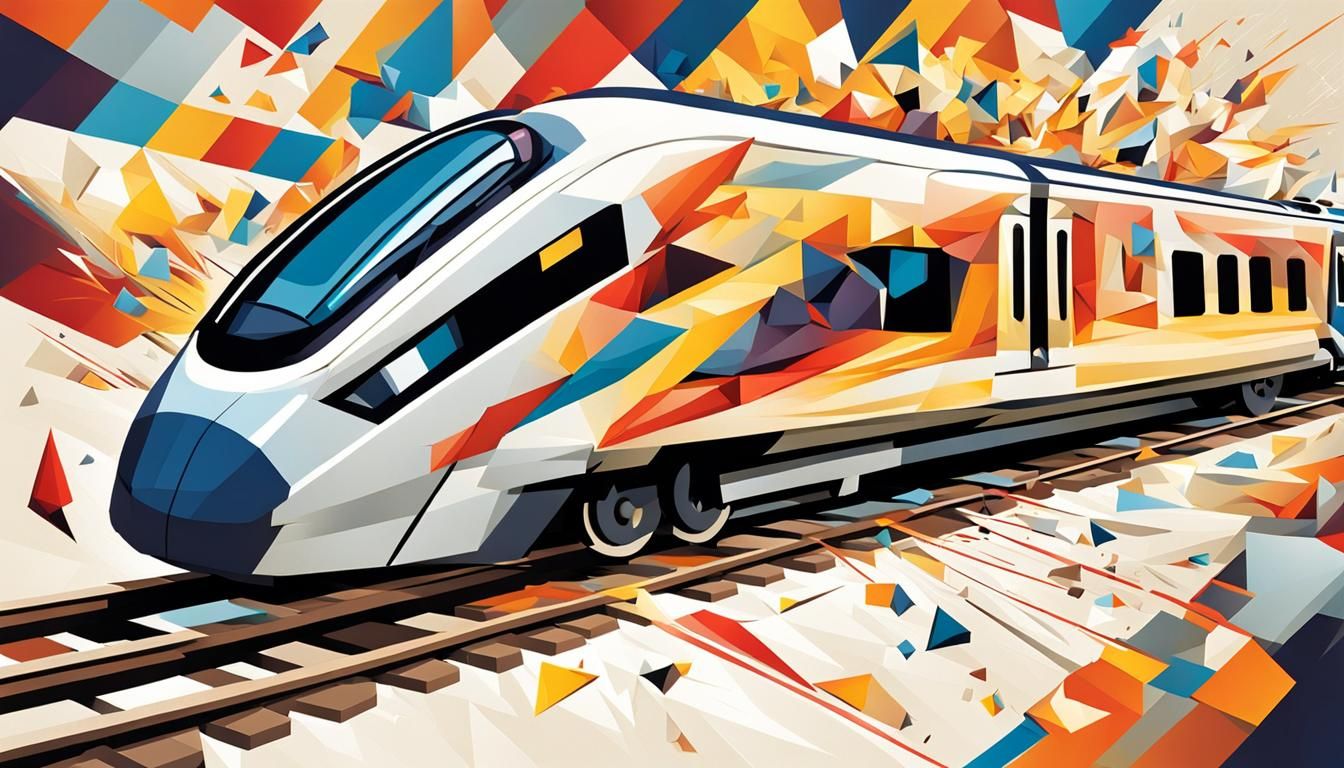modern train; style: cubism - AI Generated Artwork - NightCafe Creator