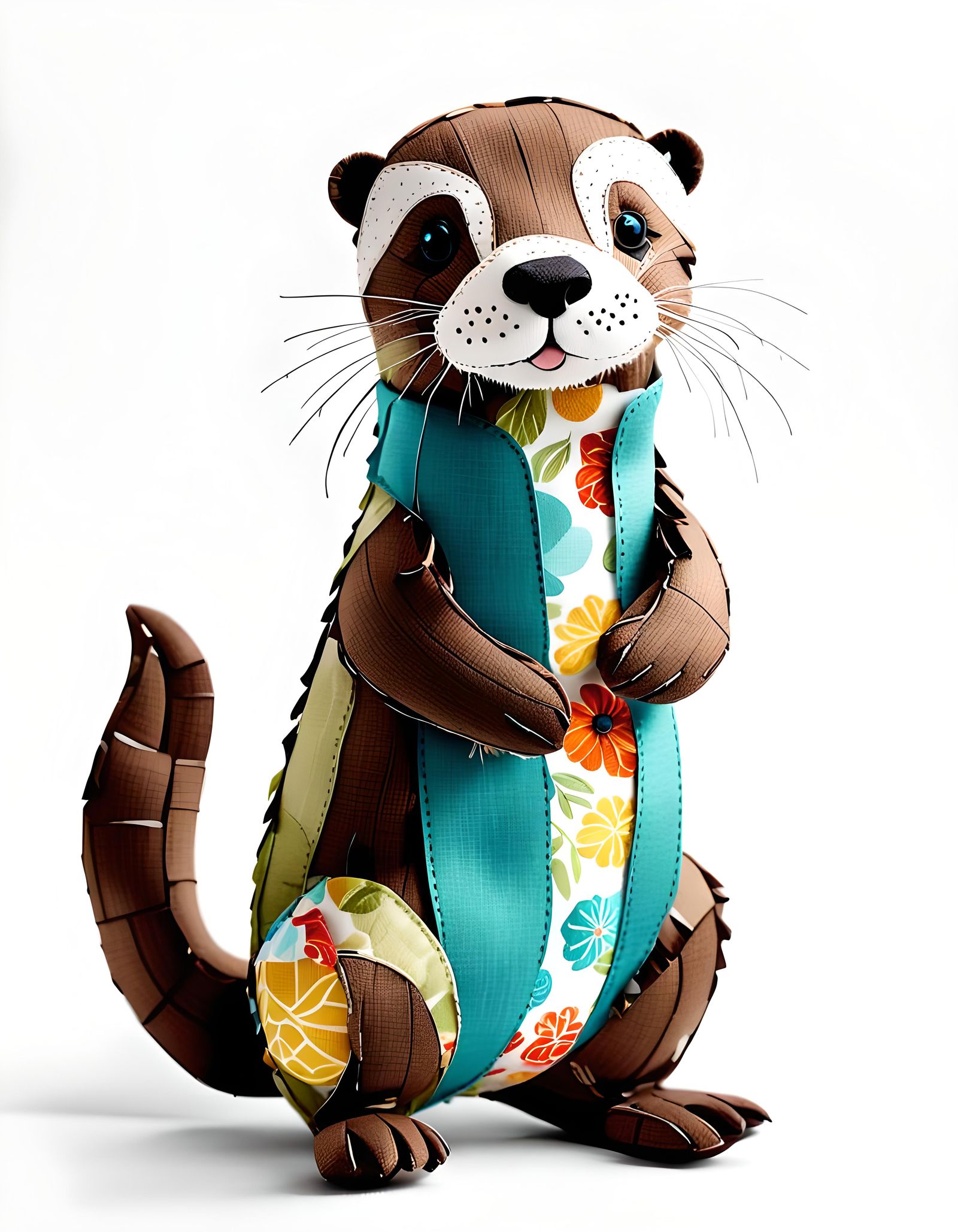 Whimsical otter made of fabric scraps - AI Generated Artwork ...