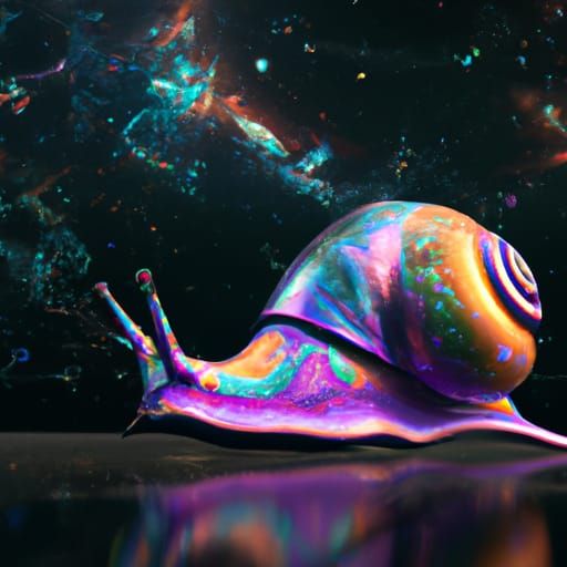 A snail, A gigantic and magical cosmic snail, the snail brightly ...