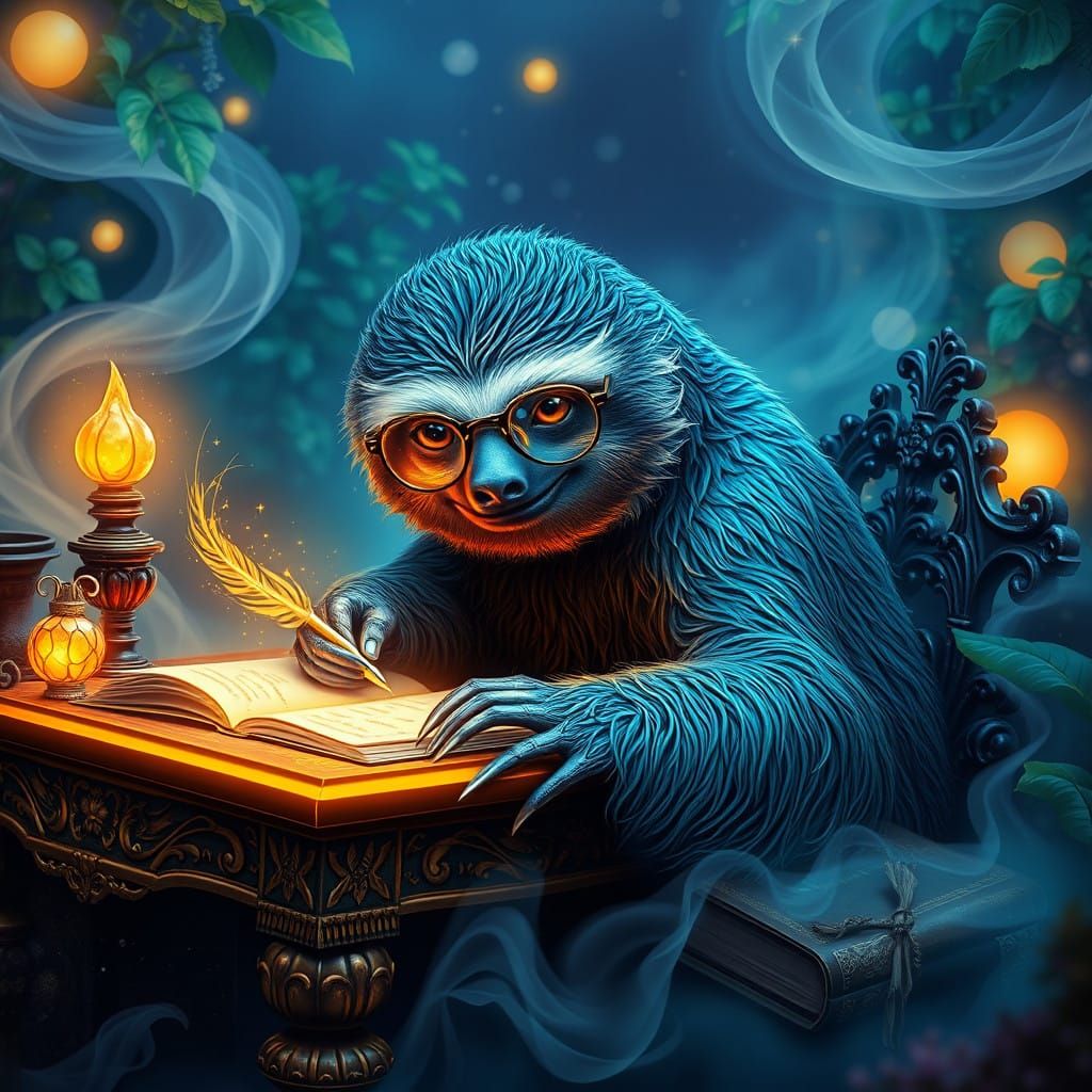 sloth with superpower of ability to read and write