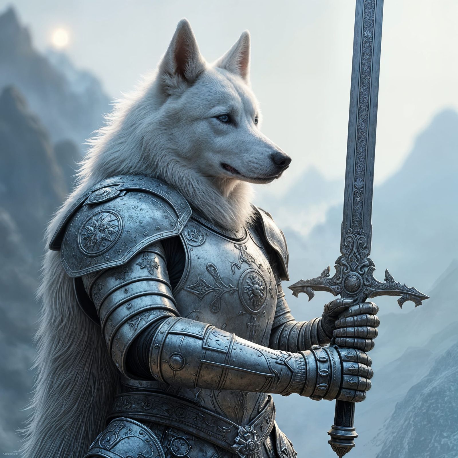 Armored Husky - Ethereal Silver Husky Knight