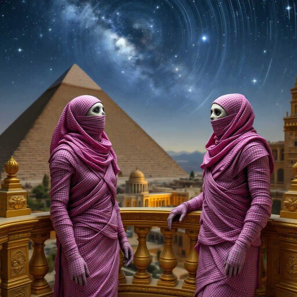 Hyper realistic two very detailed Egyptian mummies wrapped in pink ...