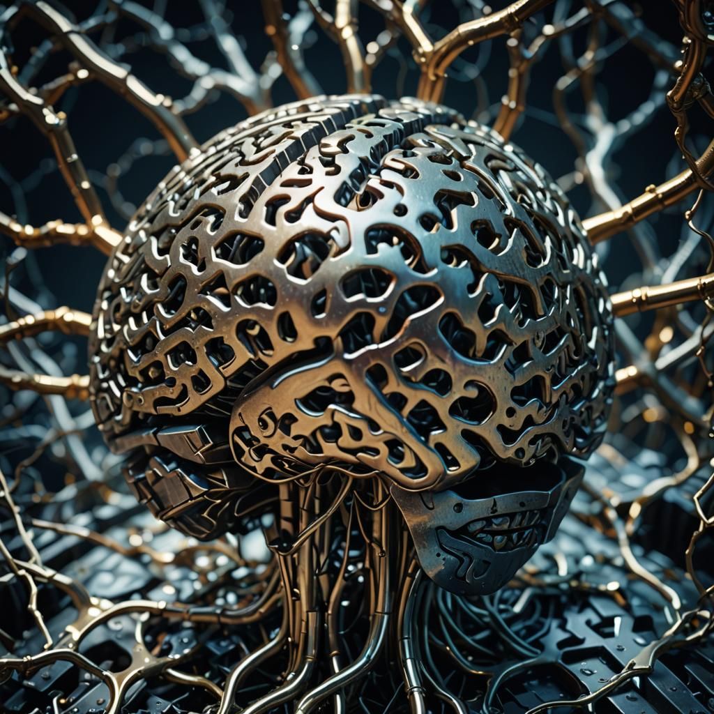 Metal brain - AI Generated Artwork - NightCafe Creator