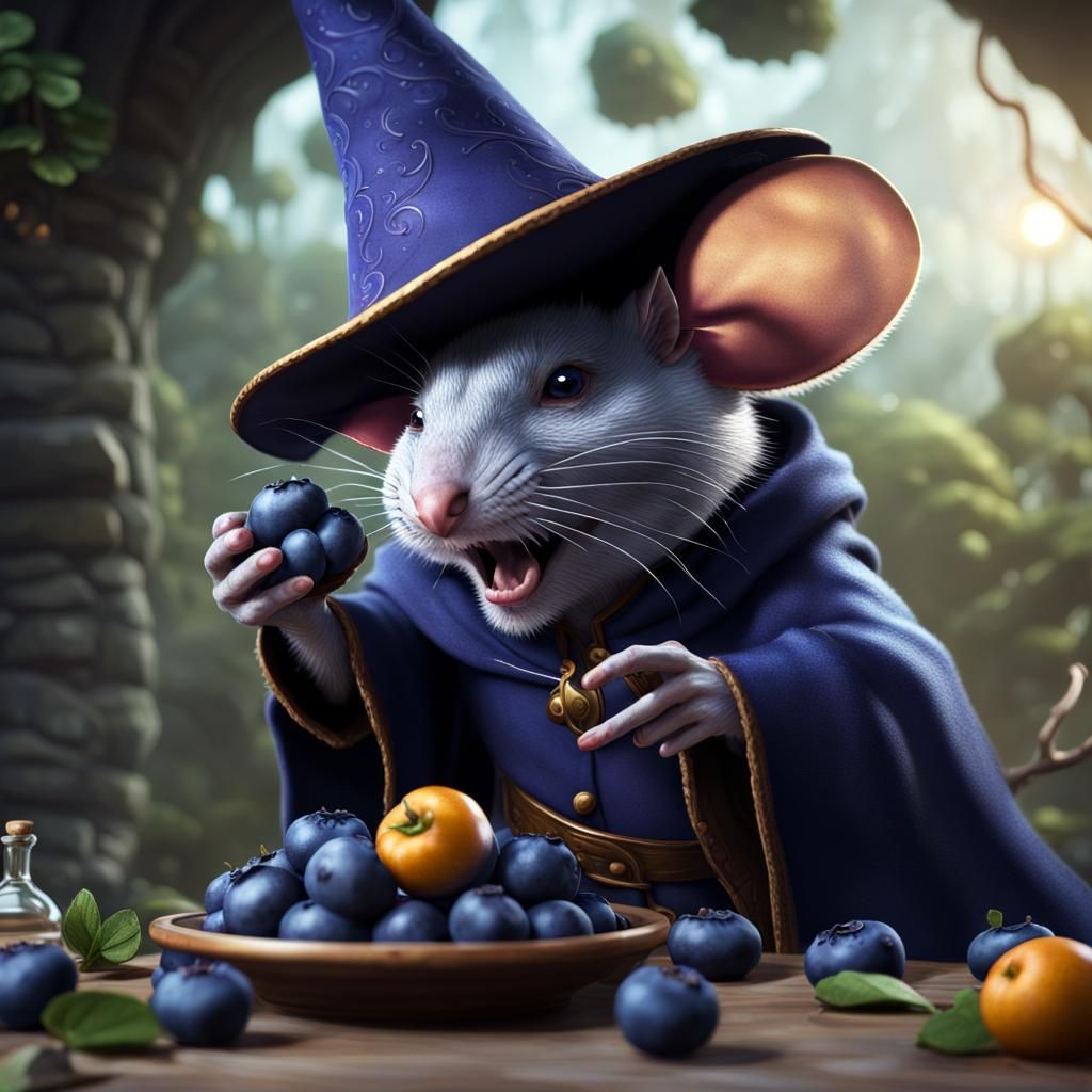drunk wizard mouse eating blueberry - AI Generated Artwork - NightCafe ...