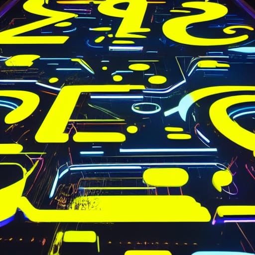 Neon Futuristic Logo in Yellow on Black - AI Art