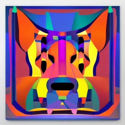 Dachshund, fractal, geometric, radiant, cubist, complimentary colors ...