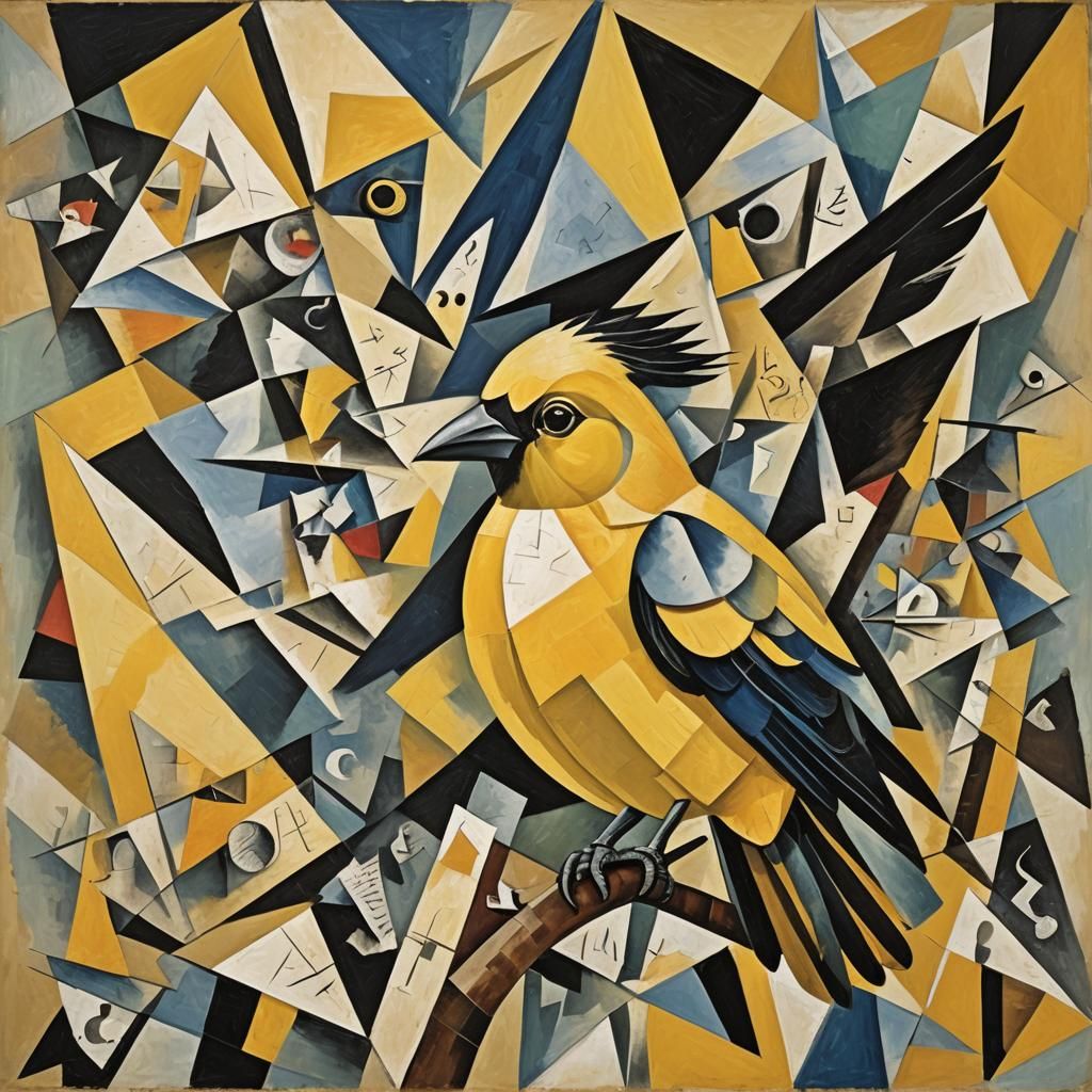 Golden Bird in Cubist Stule - AI Generated Artwork - NightCafe Creator