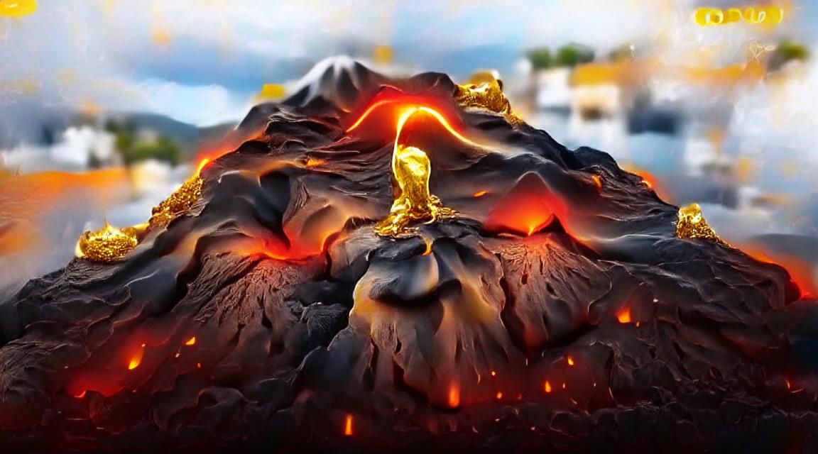 Volcano erupting with gold and lava - AI Generated Artwork - NightCafe ...