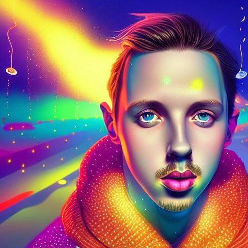 Estonian rapper Tommy Cash, surrounded by luminous sparkles - AI ...