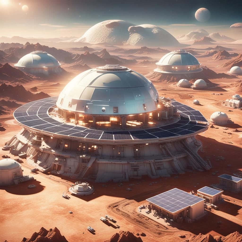 A Cinematic Mercury Mining Colony at Sunset, with ... - AI Art