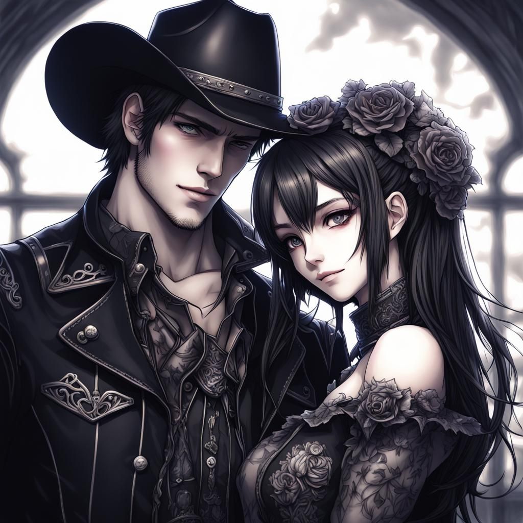 Goth girl with a cowboy 🖤🤠
