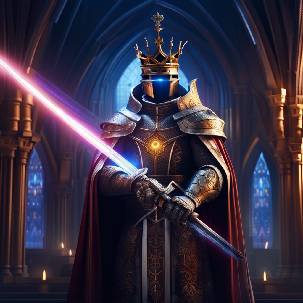 king, knight with laser sword , royalty, bishop, medieval style in ...