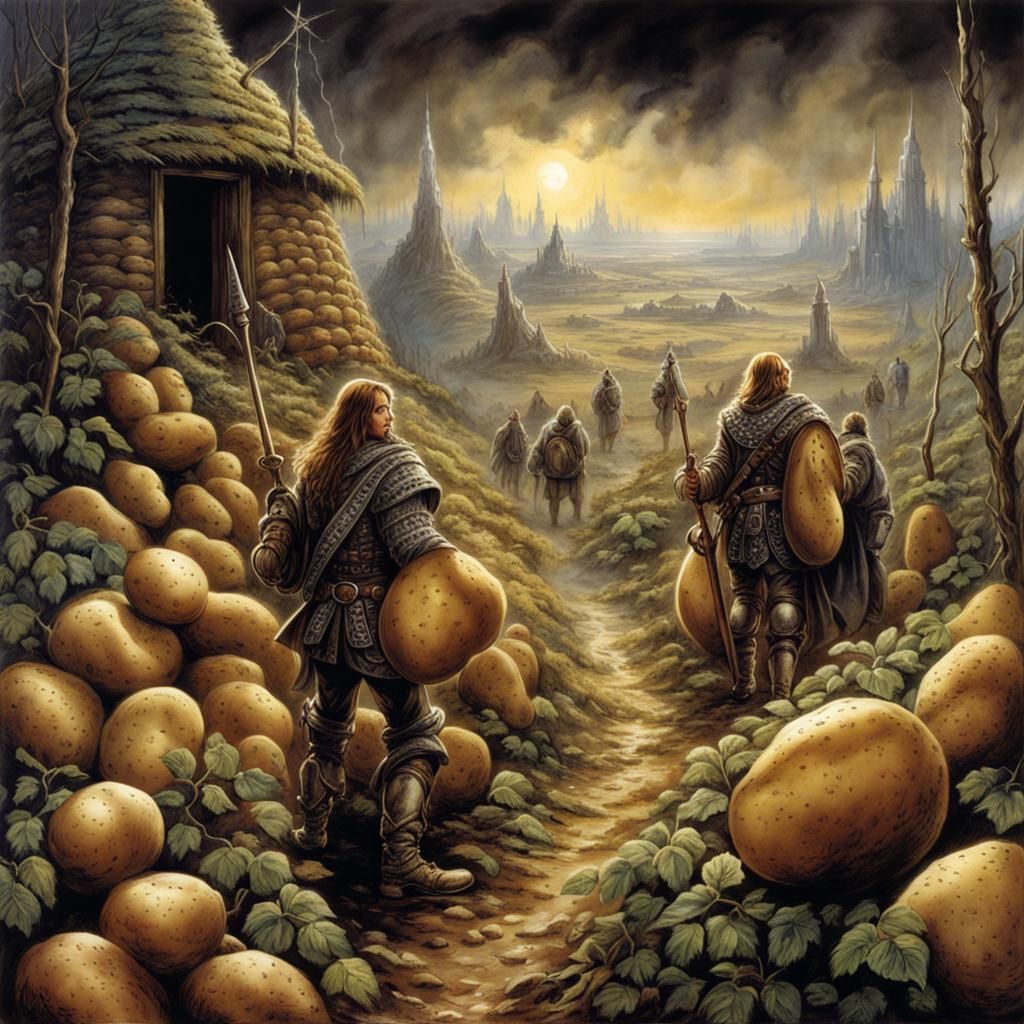 Potato people looking at the doom of the fryers. - AI Generated Artwork ...