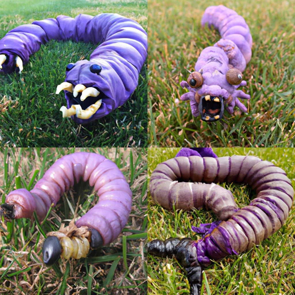 huge giant shriveled evil monster worm with mandibles and eyes on ...