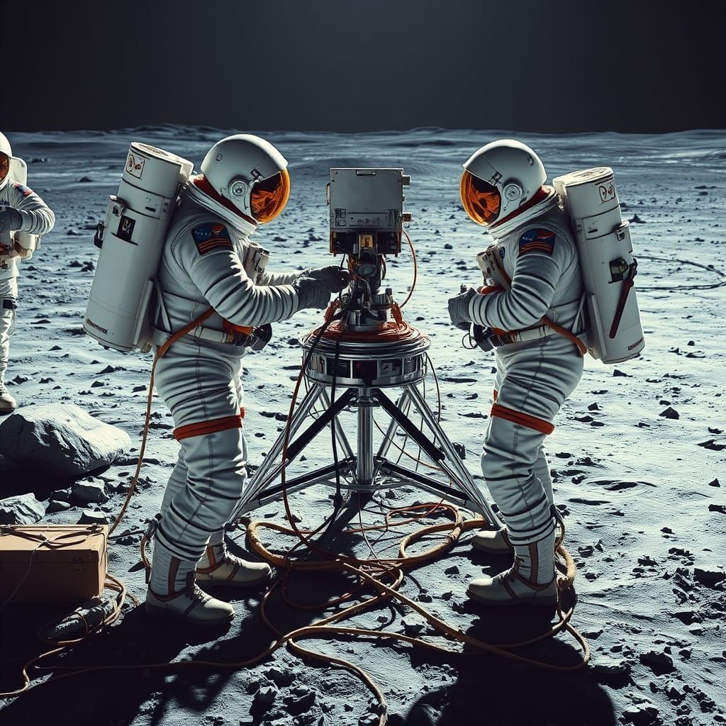 Astronauts Install Lunar Radio Base in Futuristic ... - AI Art