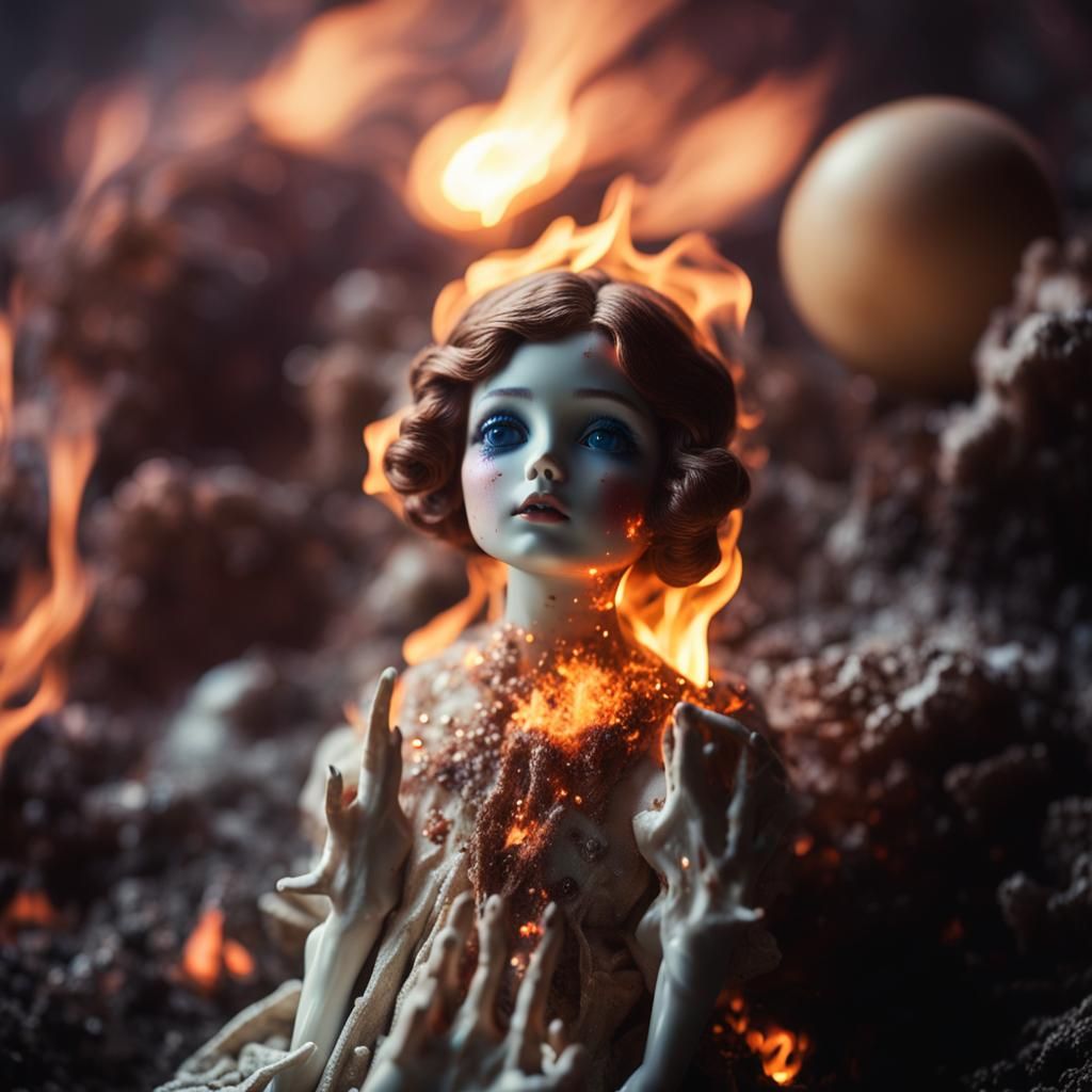 Touching the sun - Incandescent Doll Melted by Solar Flames ...