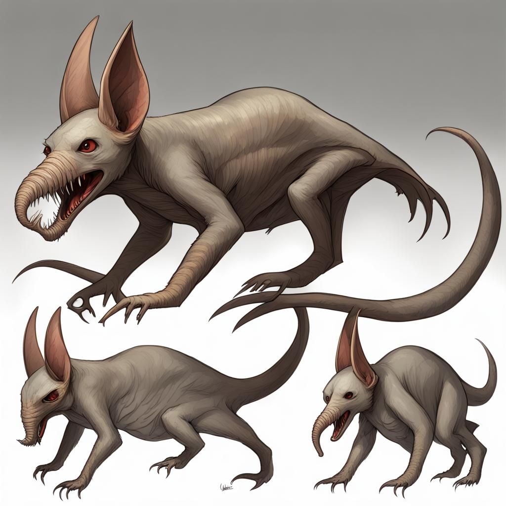 small, legless mammal with an insectoid head covered with bony ridges ...