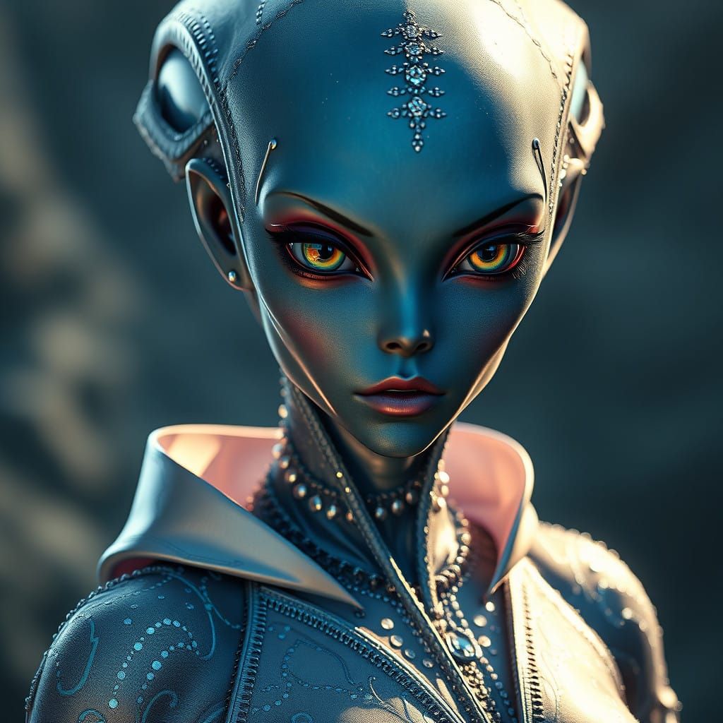 Blue Humanoid - Elegant Alien Fantasy Concept Art