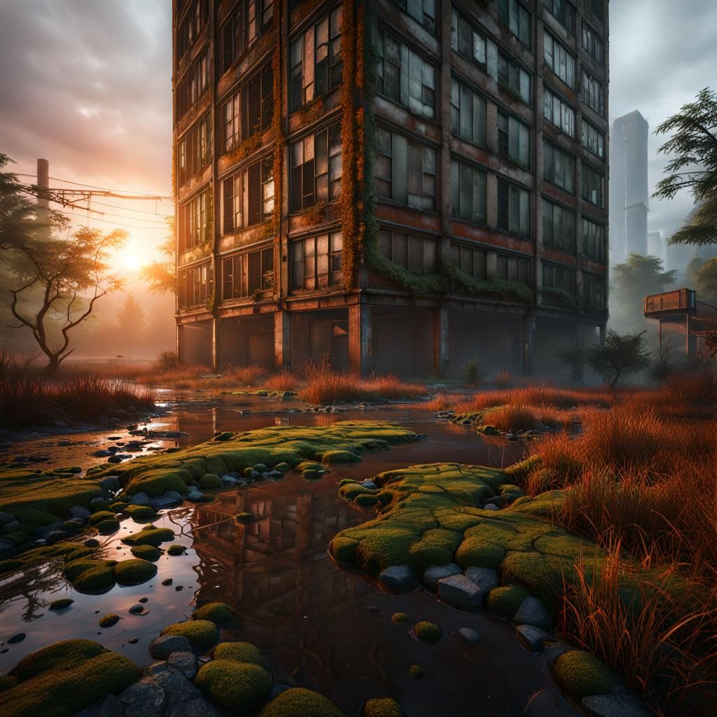 Sunrise in a Jungle of Rust - AI Generated Artwork - NightCafe Creator