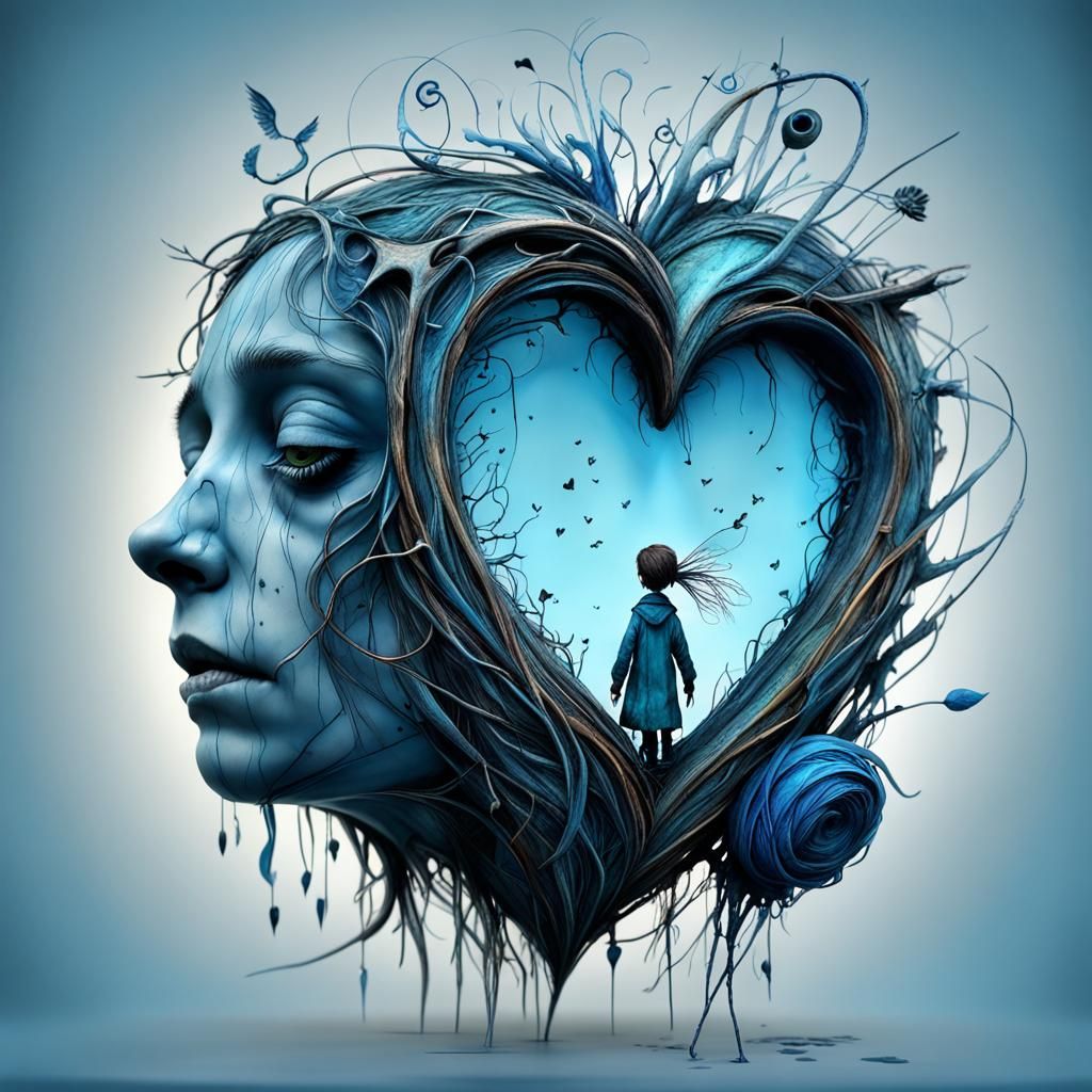 Blue on Blue, Heartache on Heartache - AI Generated Artwork - NightCafe ...