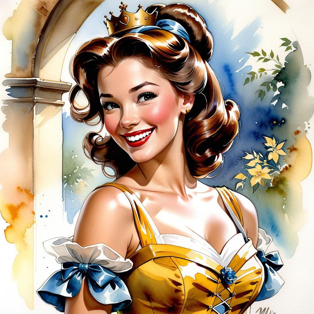 Vintage style Princess Belle - AI Generated Artwork - NightCafe Creator
