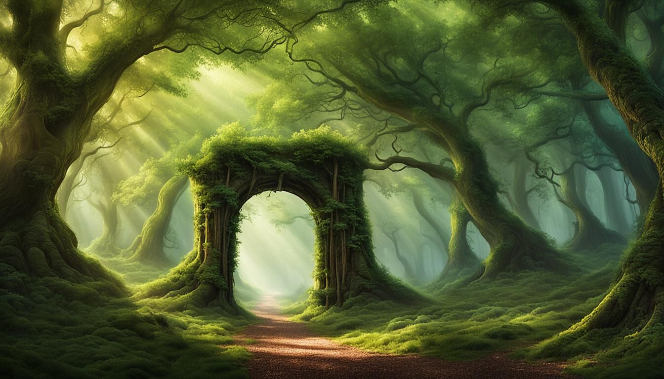 Deep within the forest lies a grove where the trees lean toward each ...