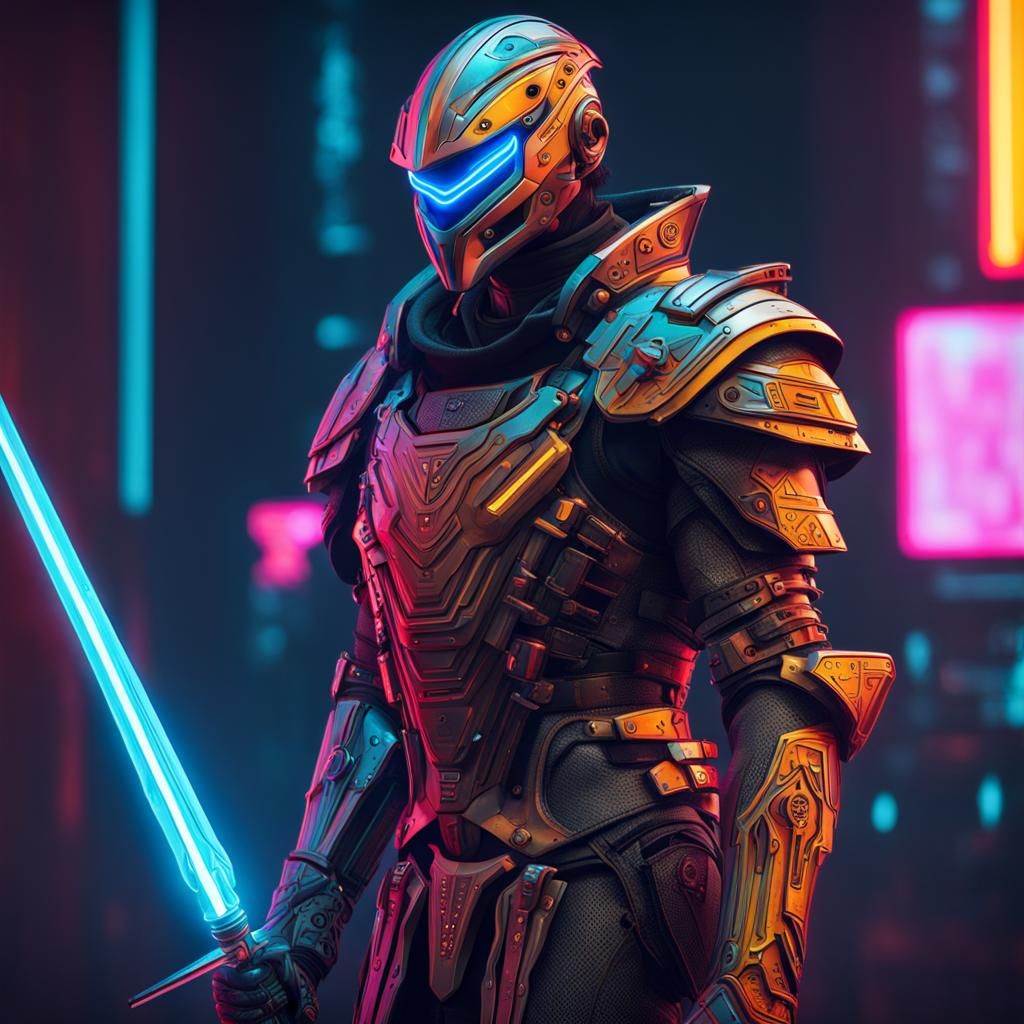 Neon knight III - AI Generated Artwork - NightCafe Creator