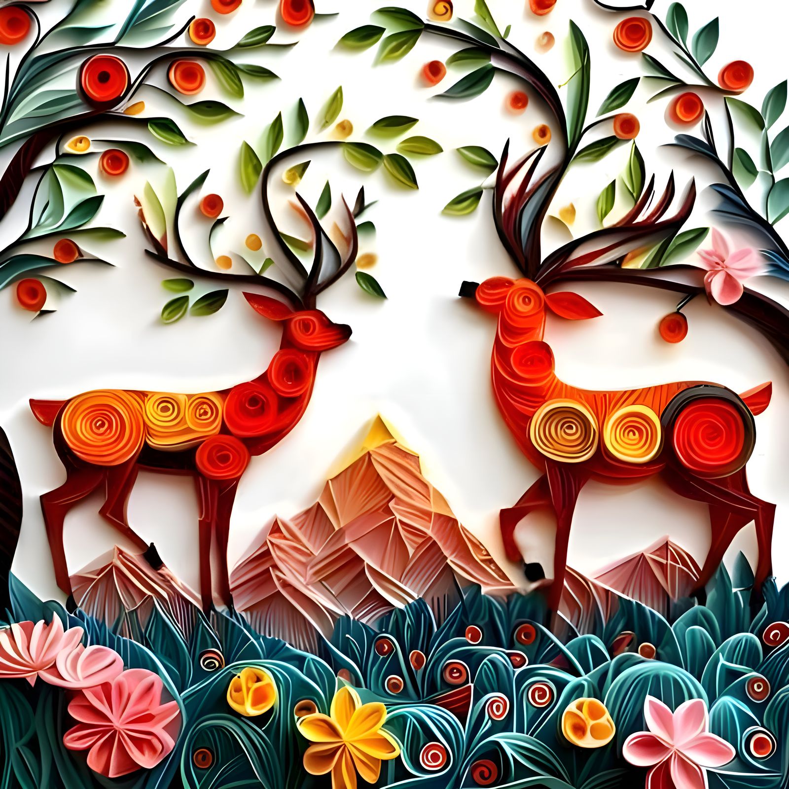 Paper Quilling Deer Sculpture - AI Generated Artwork - NightCafe Creator