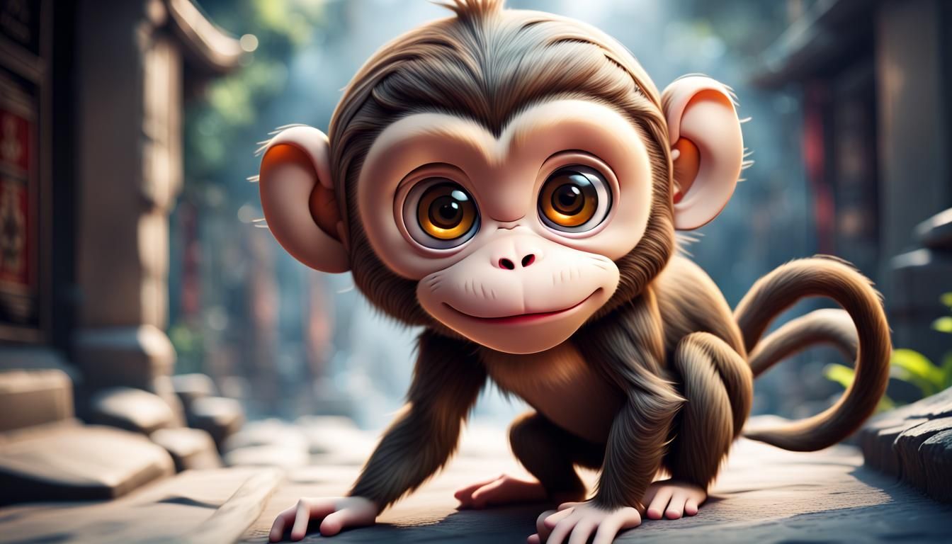 The monkey. masterpiece, best quality,cute, Chinese Zodiac, chibi eyes ...