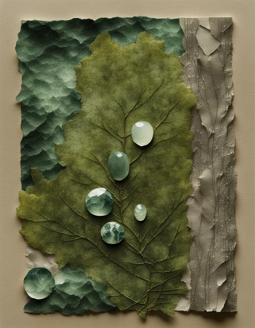 tactile collage portrait made from differently textured papers ...