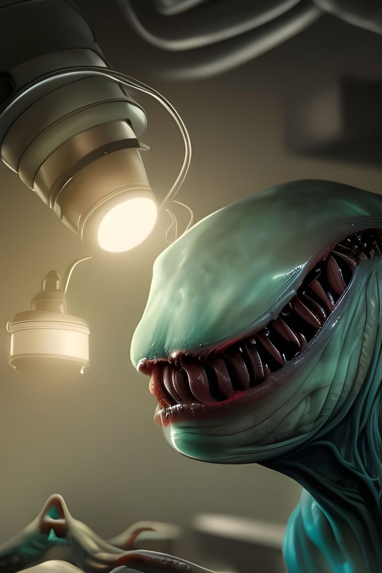 pale slimey Alien-Doctors doing surgery on you, sinister horror ...