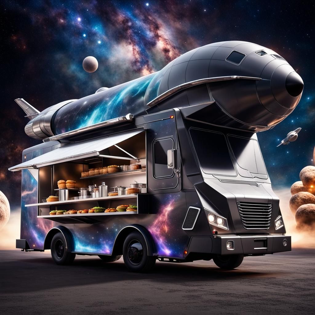 Futuristic food truck - AI Generated Artwork - NightCafe Creator