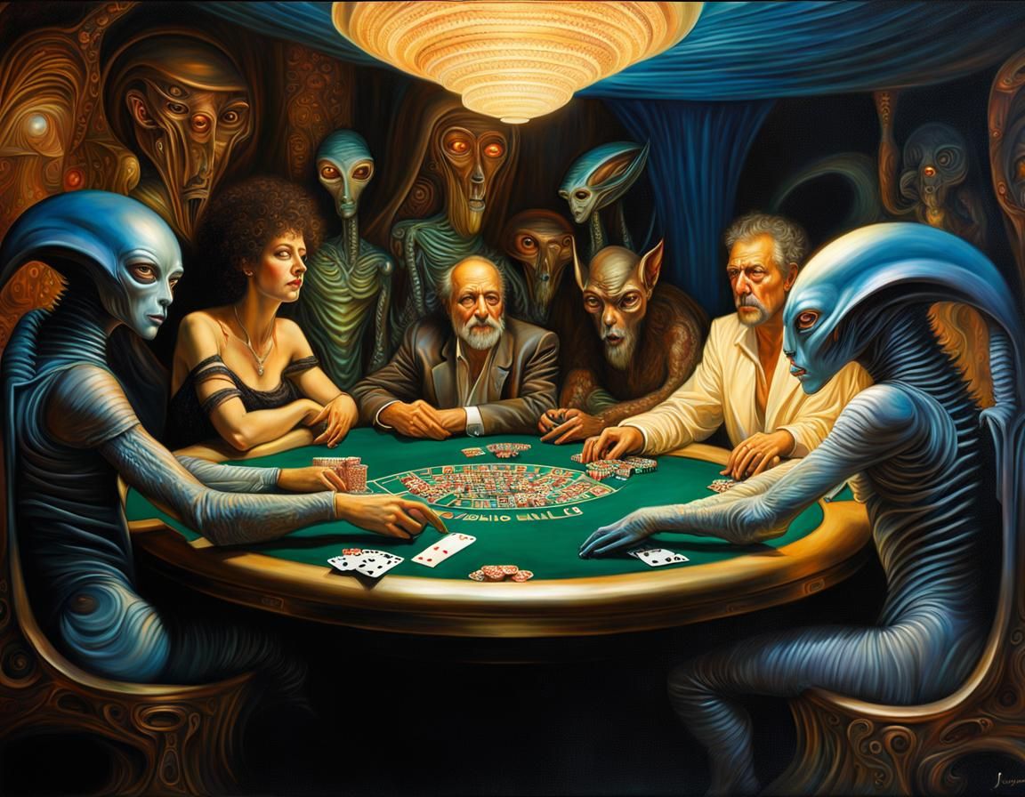 Alien Poker Match - AI Generated Artwork - NightCafe Creator