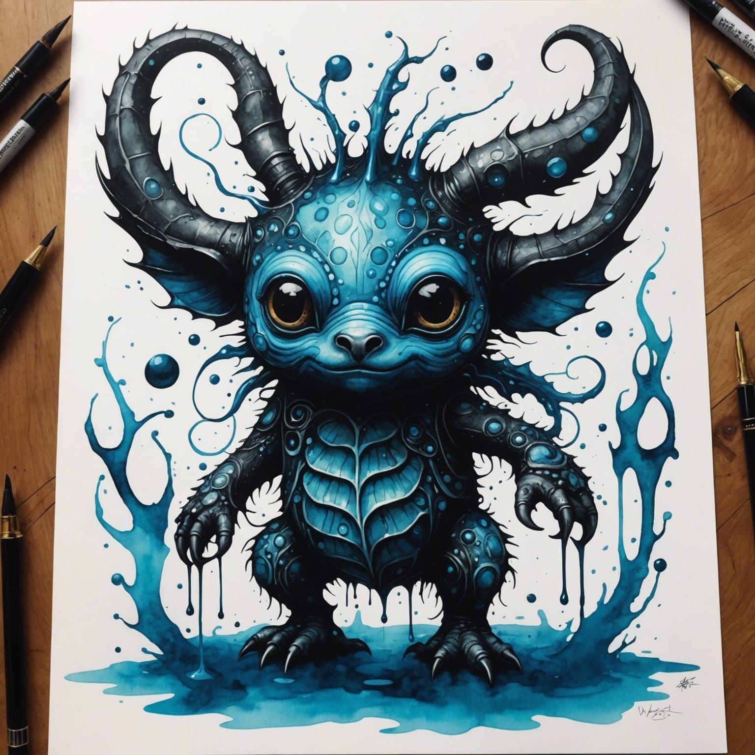 "Surreal creatures painted with wet ink in Vvika style" - AI Generated ...