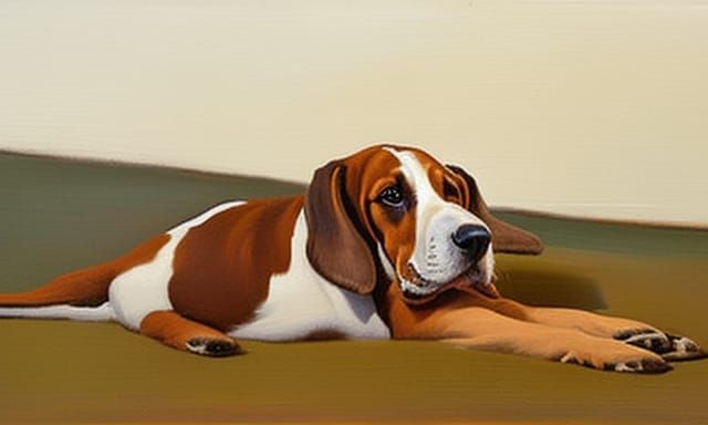 Basset Hound On Rug oil painting by James Gurney - AI Generated Artwork ...