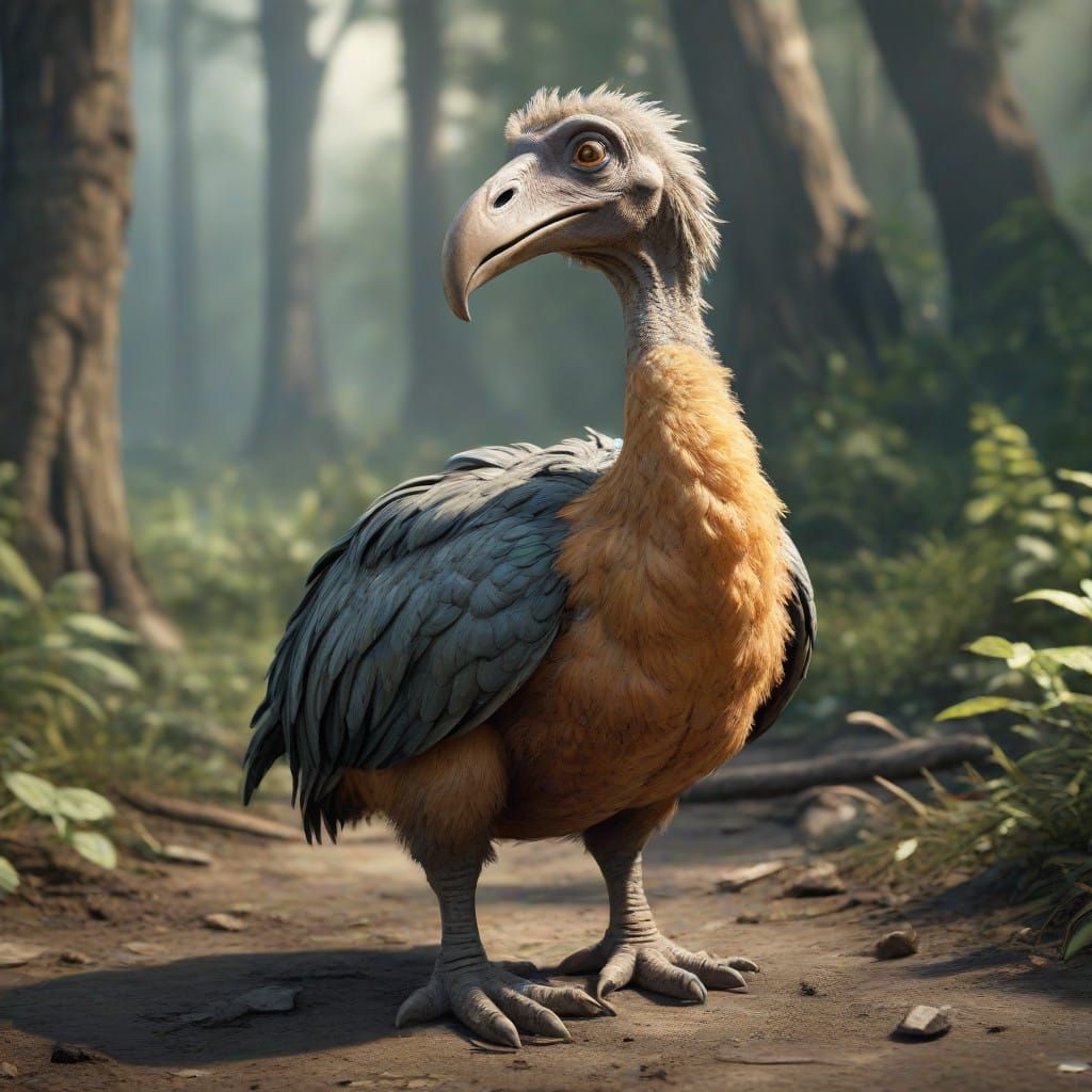 Prehistoric Dodo Bird Roaming Ice Age Landscape - AI Art